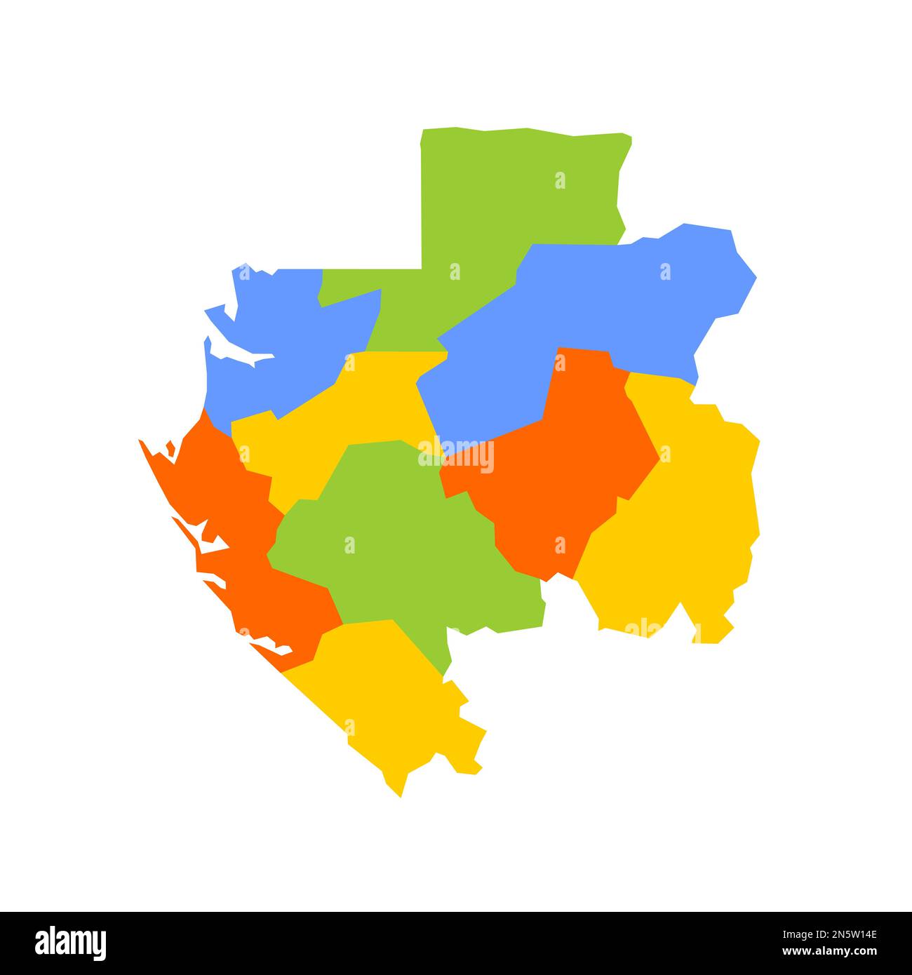 Gabon political map of administrative divisions - provinces. Blank ...