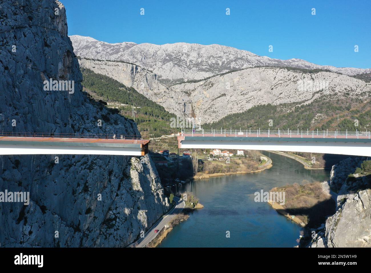 Aerial Photo shows the final phase of connecting the bridge over the ...