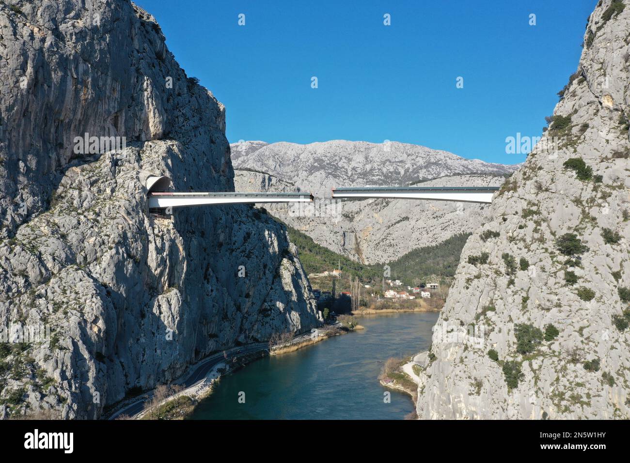 Aerial Photo shows the final phase of connecting the bridge over the ...