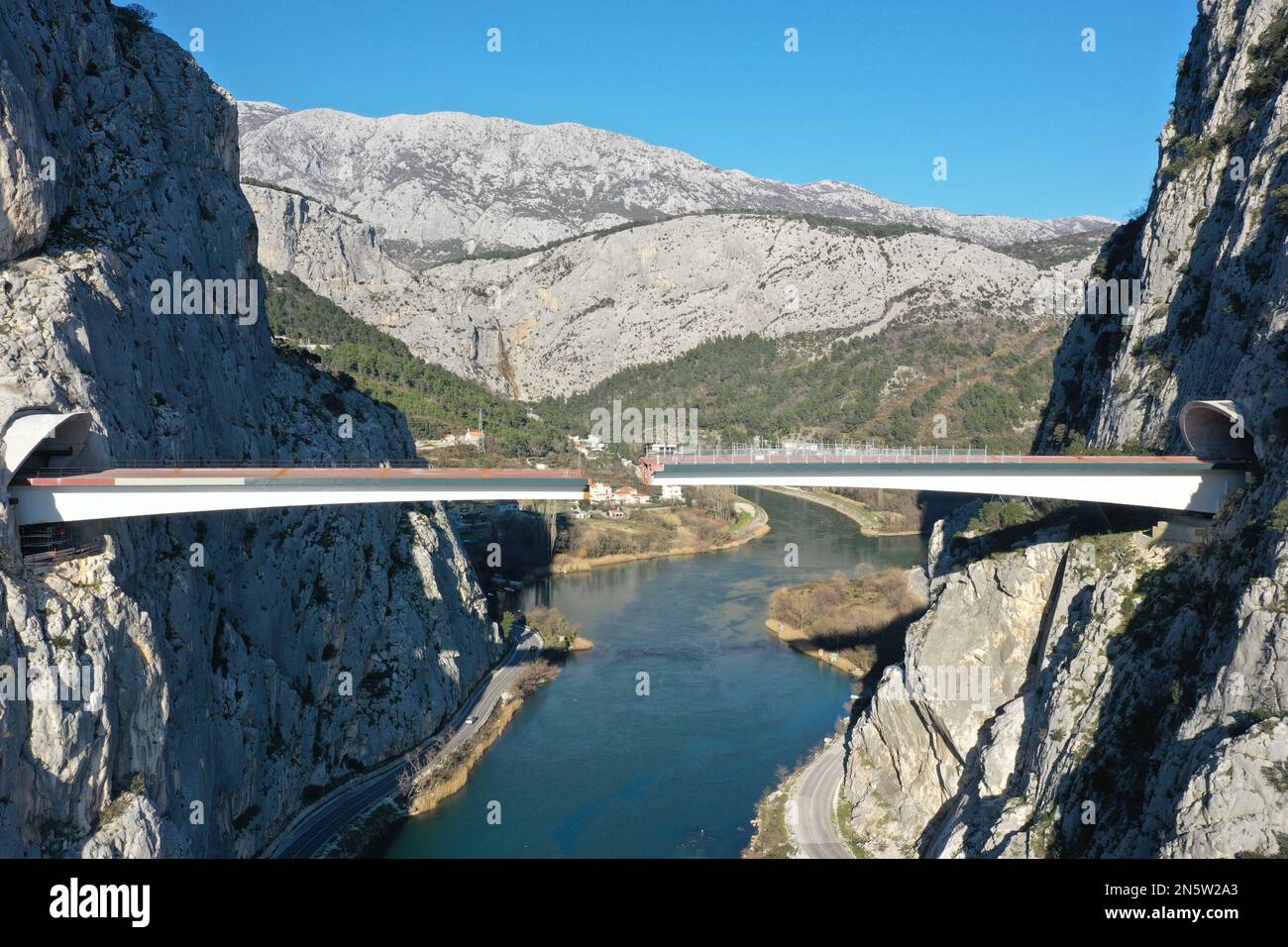 Aerial Photo shows the final phase of connecting the bridge over the ...