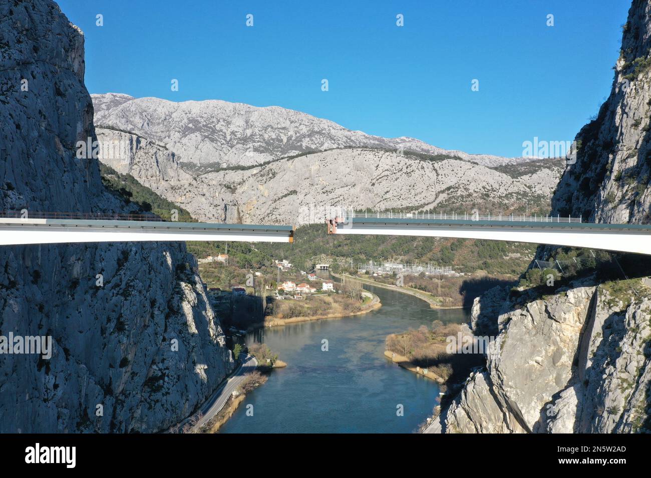 Aerial Photo shows the final phase of connecting the bridge over the ...