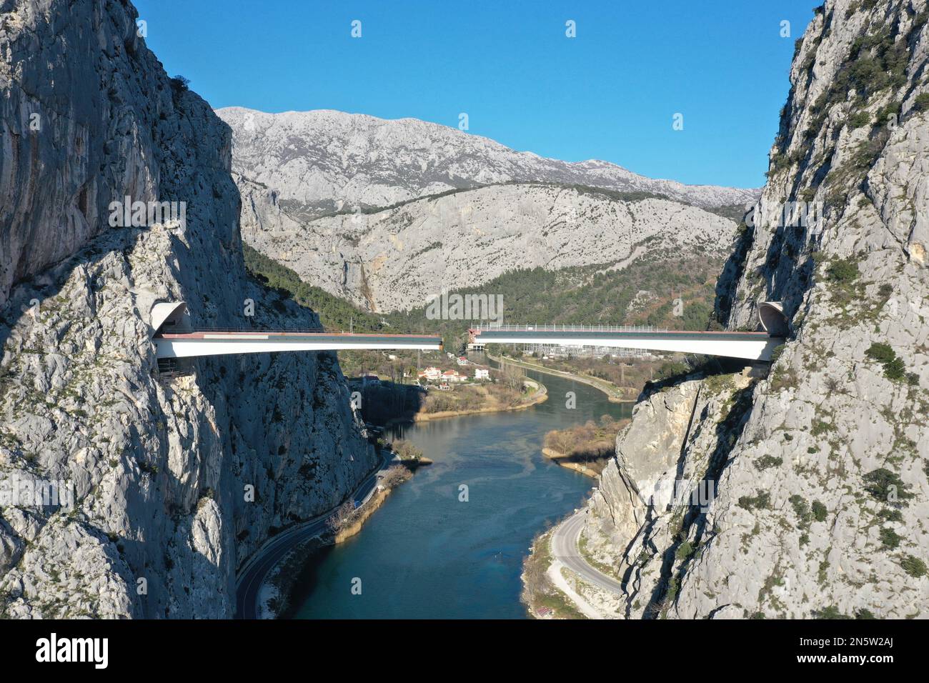 Aerial Photo shows the final phase of connecting the bridge over the ...