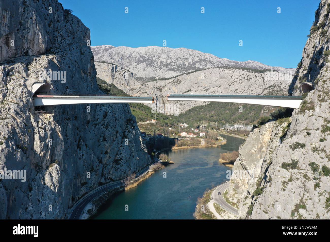 Aerial Photo shows the final phase of connecting the bridge over the ...