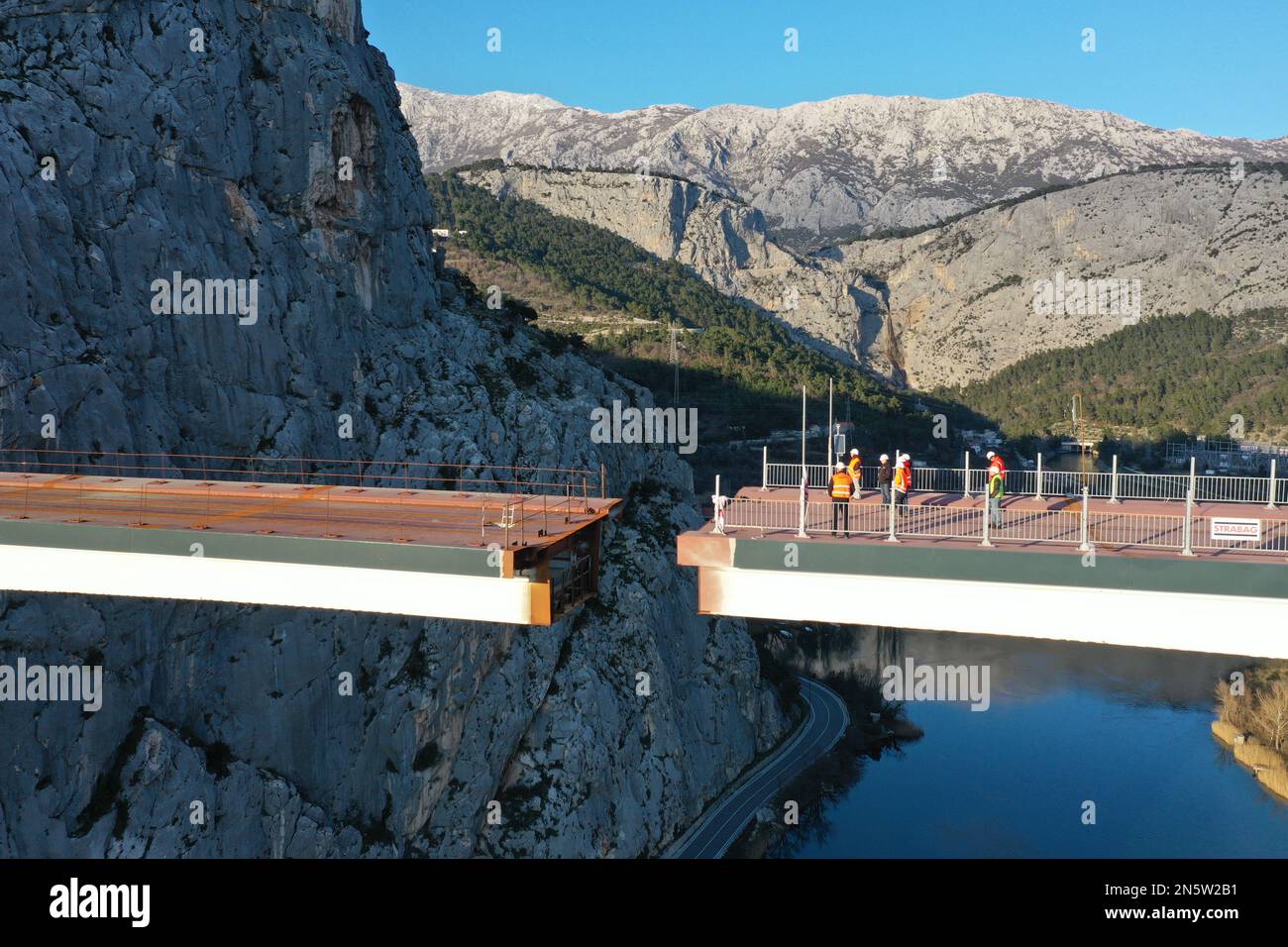 Aerial Photo shows the final phase of connecting the bridge over the ...
