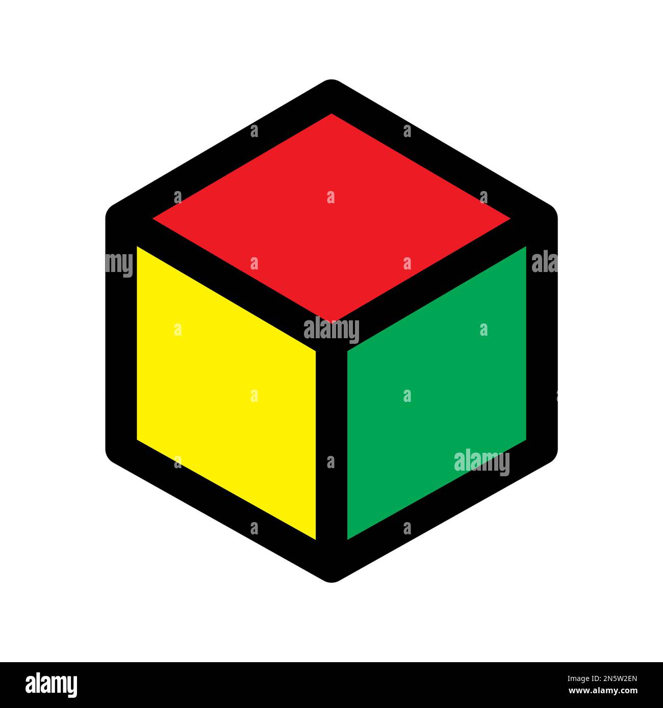 Cube icon line isolated on white background. Black flat thin icon on ...