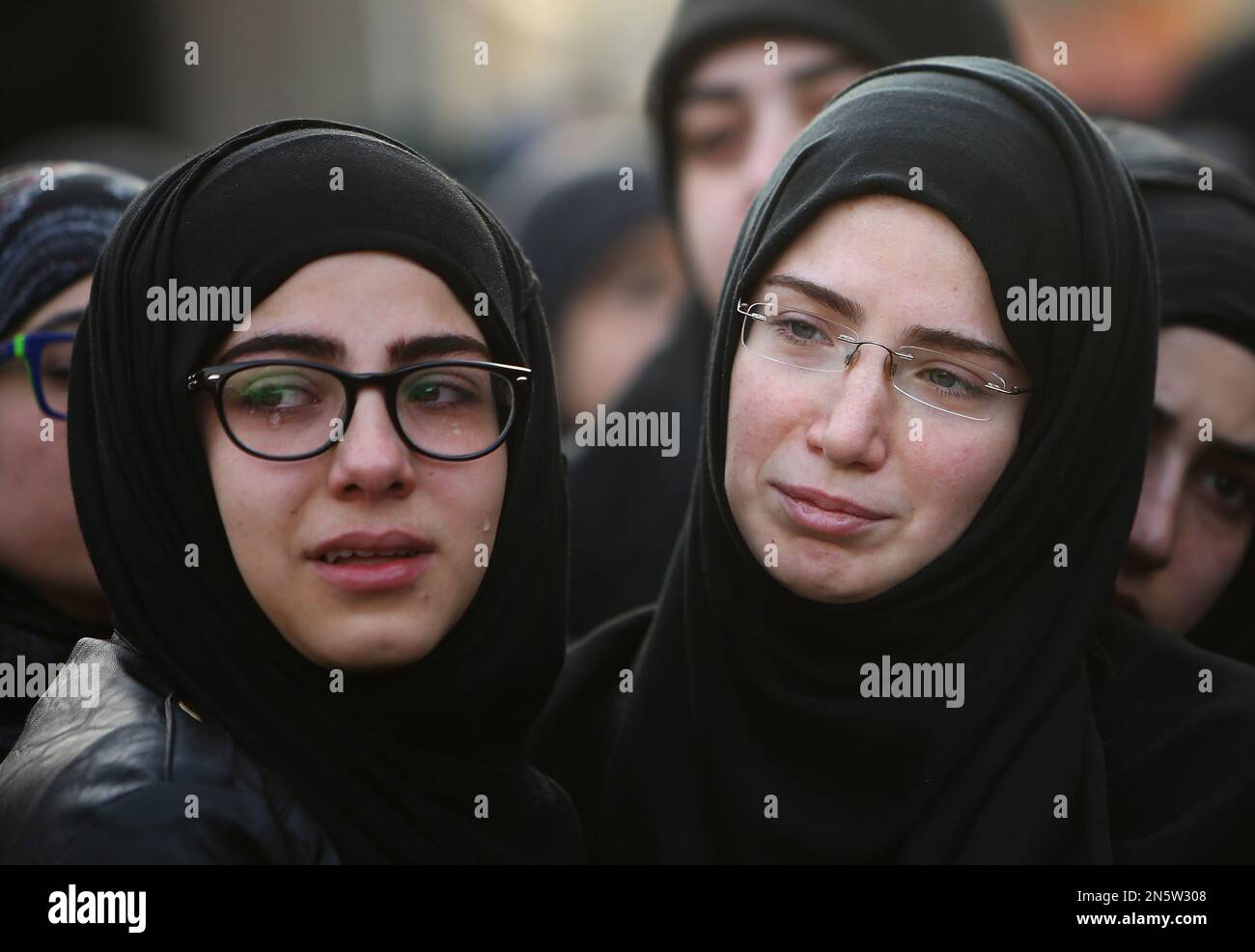Sisiters of Ali Khadra, who was killed Thursday by a car bomb explosion ...