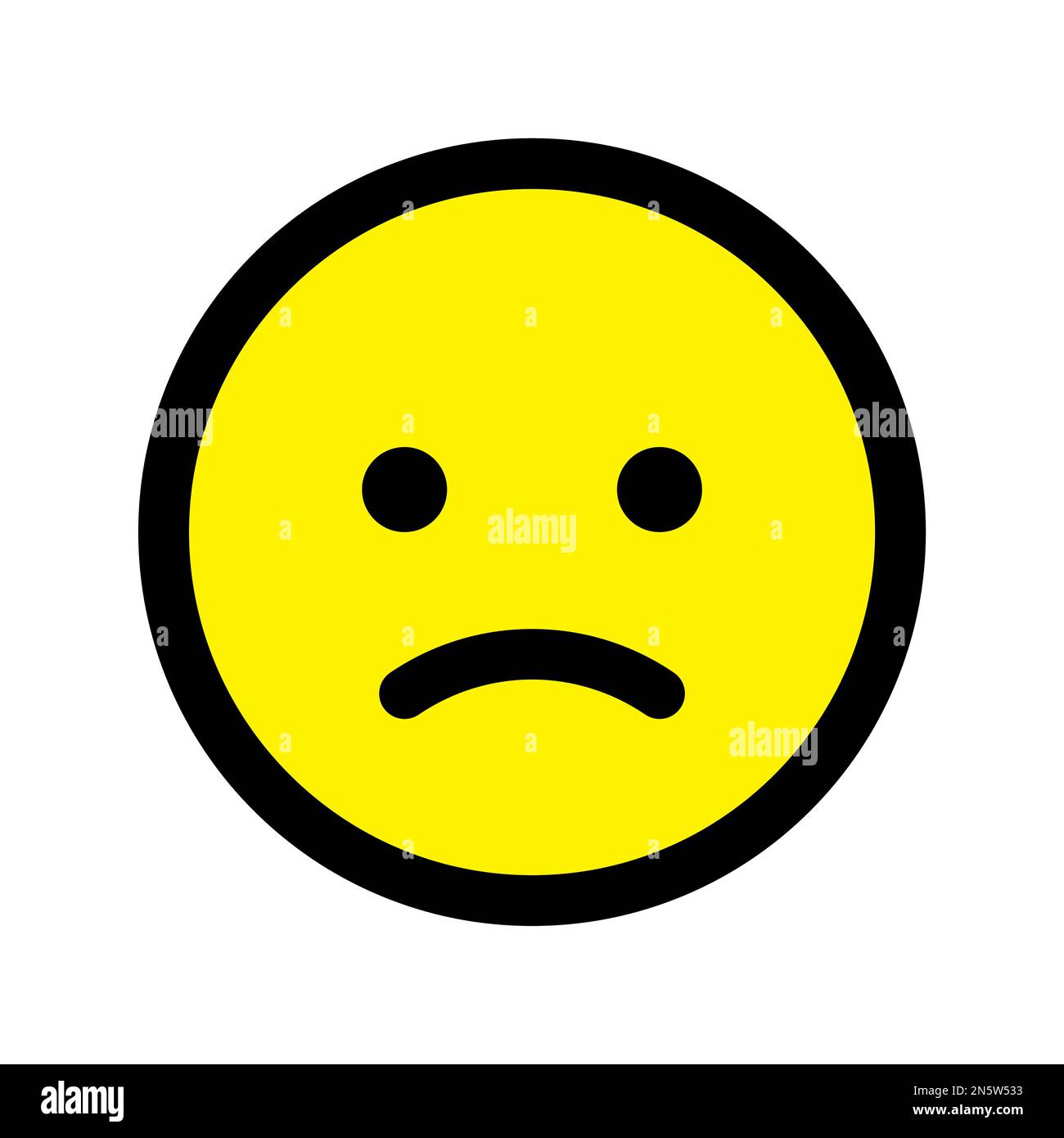 Sad face icon line isolated on white background. Black flat thin icon ...