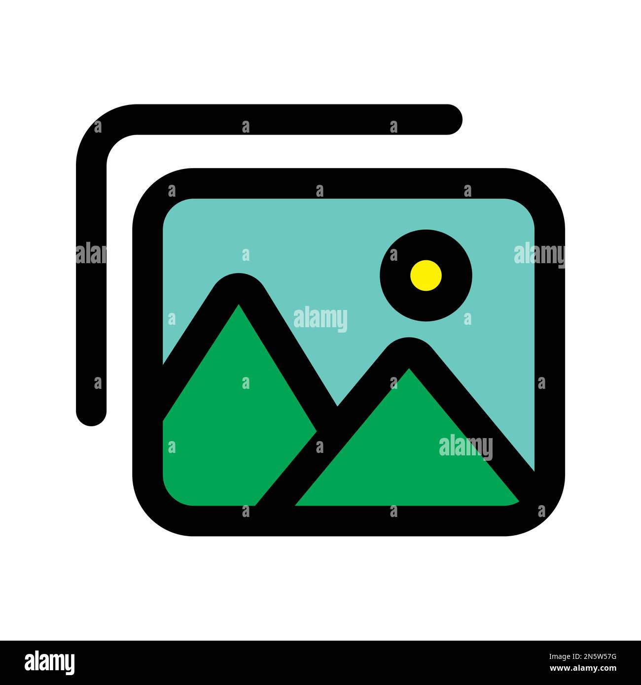 Images icon line isolated on white background. Black flat thin icon on ...