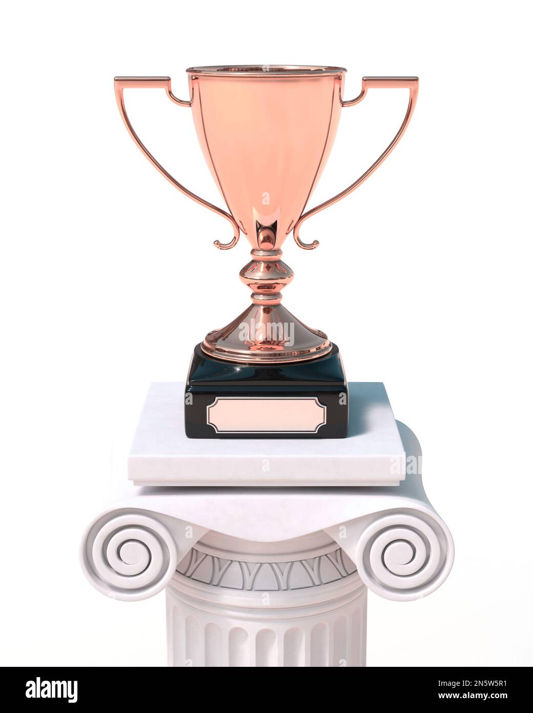 Bronze trophy cup on an antique column in greek style 3D illustration ...