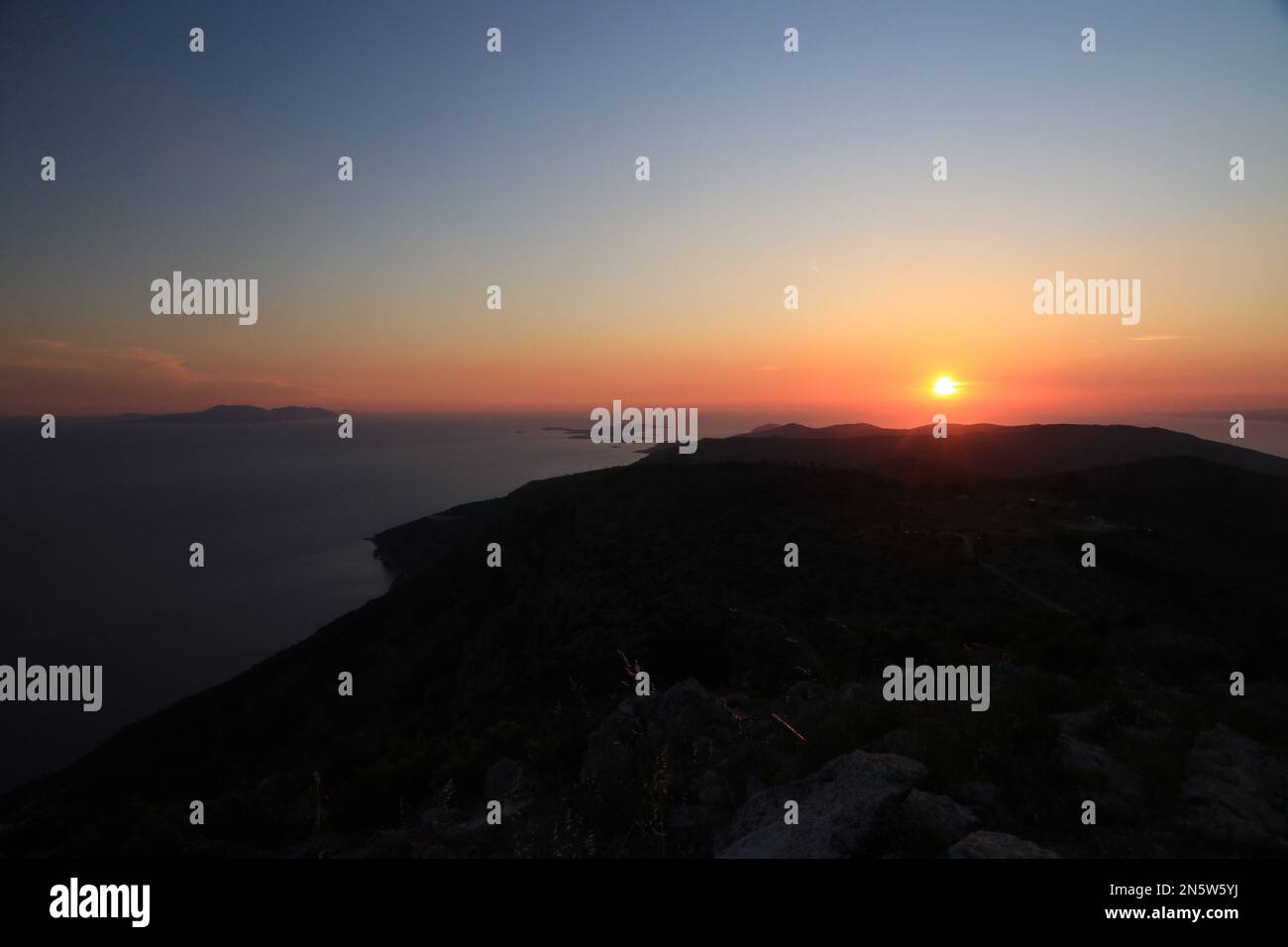 Landscape of Paklinski islands, view from St. Nikola peak, highest peak ...