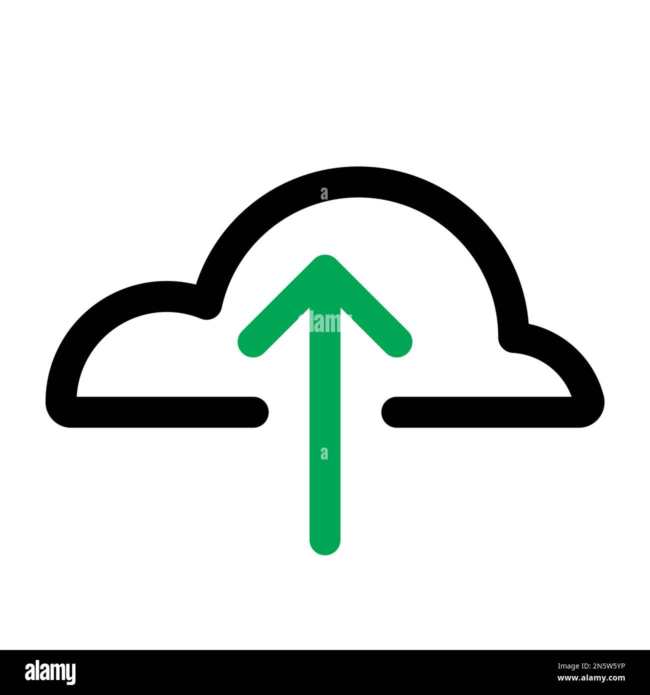 Cloud upload icon line isolated on white background. Black flat thin ...