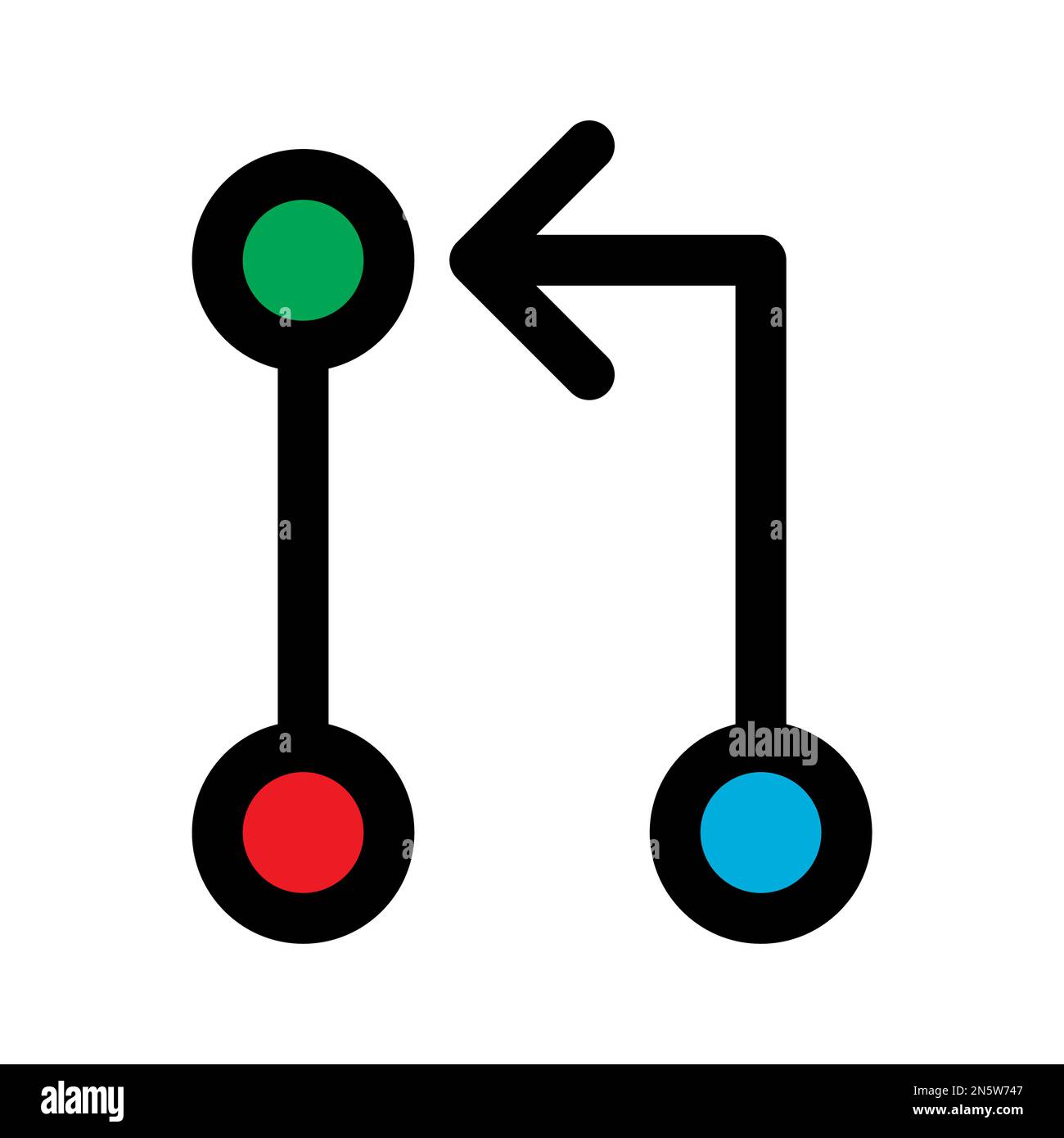 Git pull request icon line isolated on white background. Black flat ...