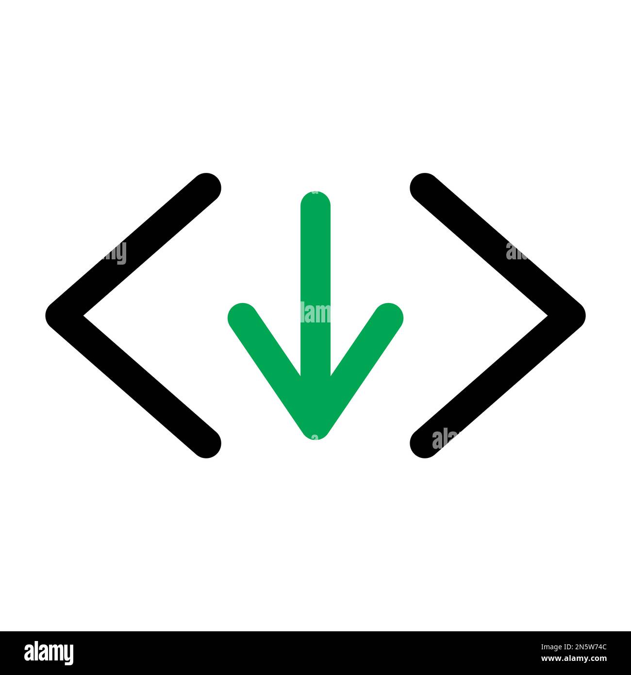 Code download icon line isolated on white background. Black flat thin ...