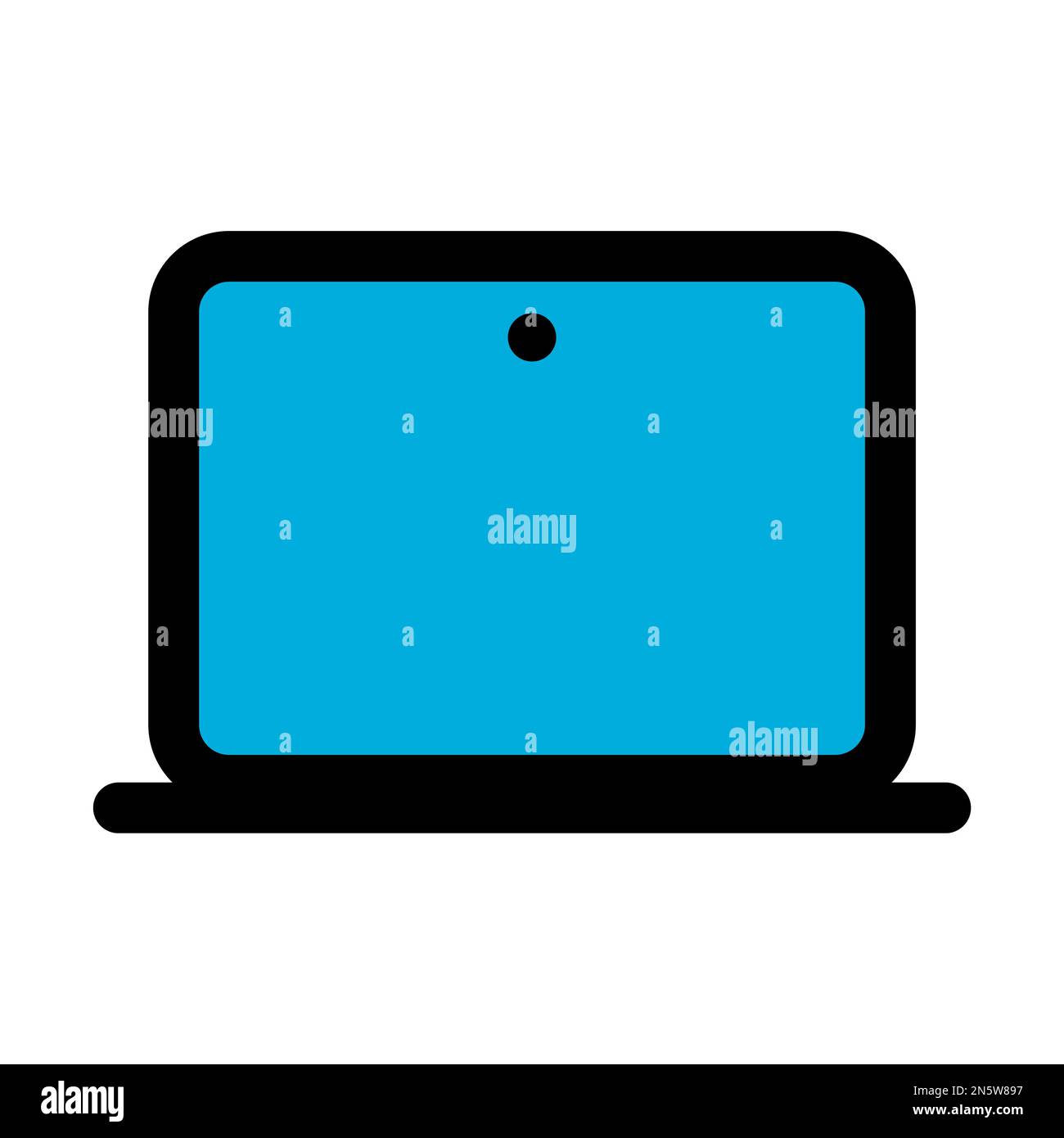 Laptop icon line isolated on white background. Black flat thin icon on ...