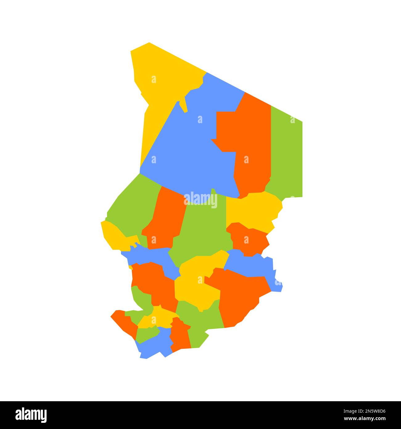 Chad political map of administrative divisions - regions. Blank ...