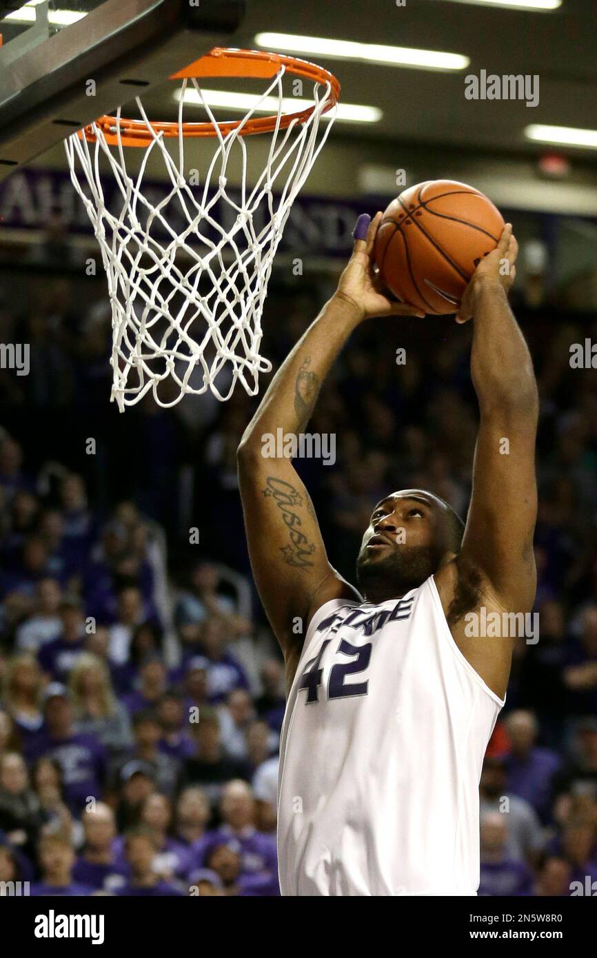 Kansas State's Thomas Gipson shoots during the second half of an NCAA ...