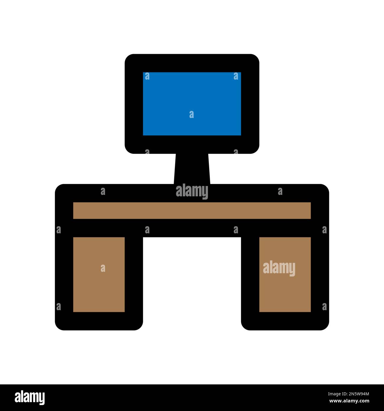 Work table icon line isolated on white background. Black flat thin icon ...