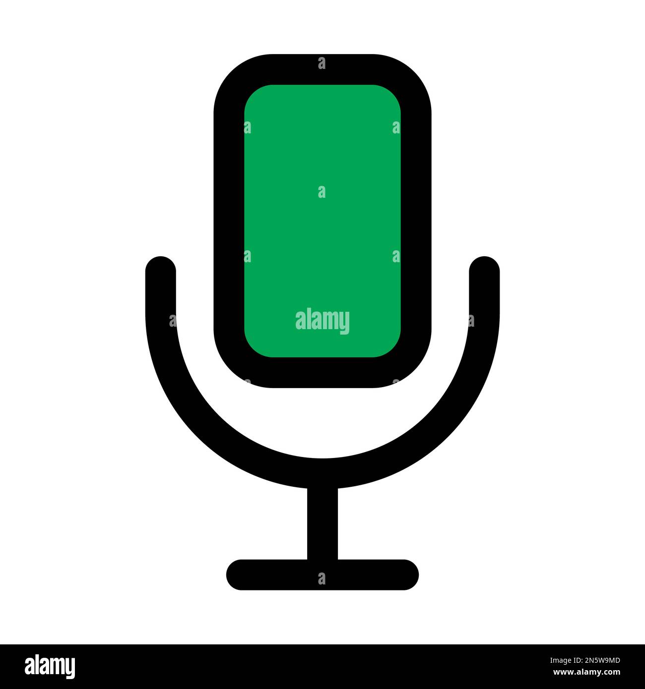 Mic icon line isolated on white background. Black flat thin icon on ...