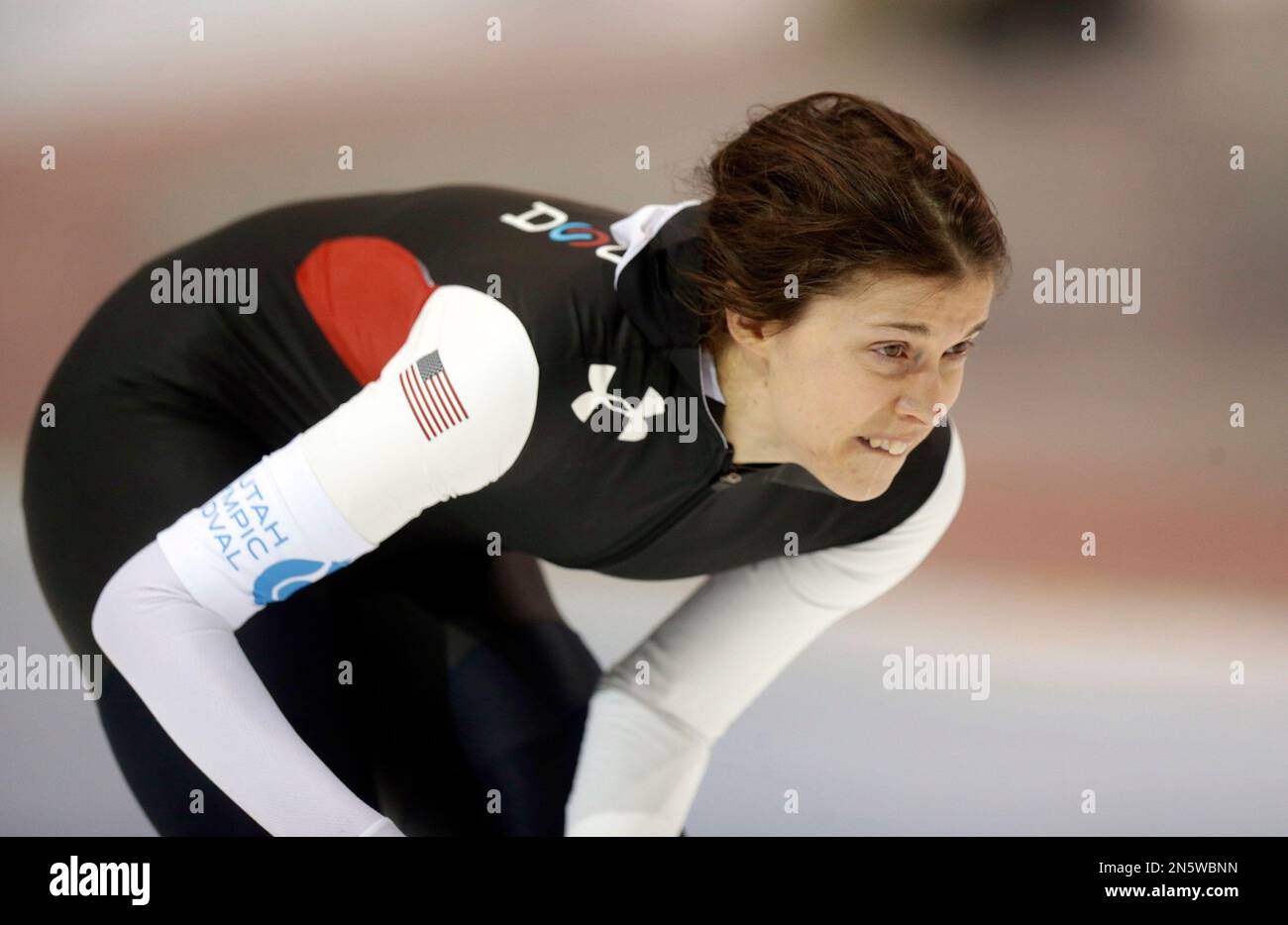 Maria Lamb looks up after competing in the women's 5,000-meter race at ...