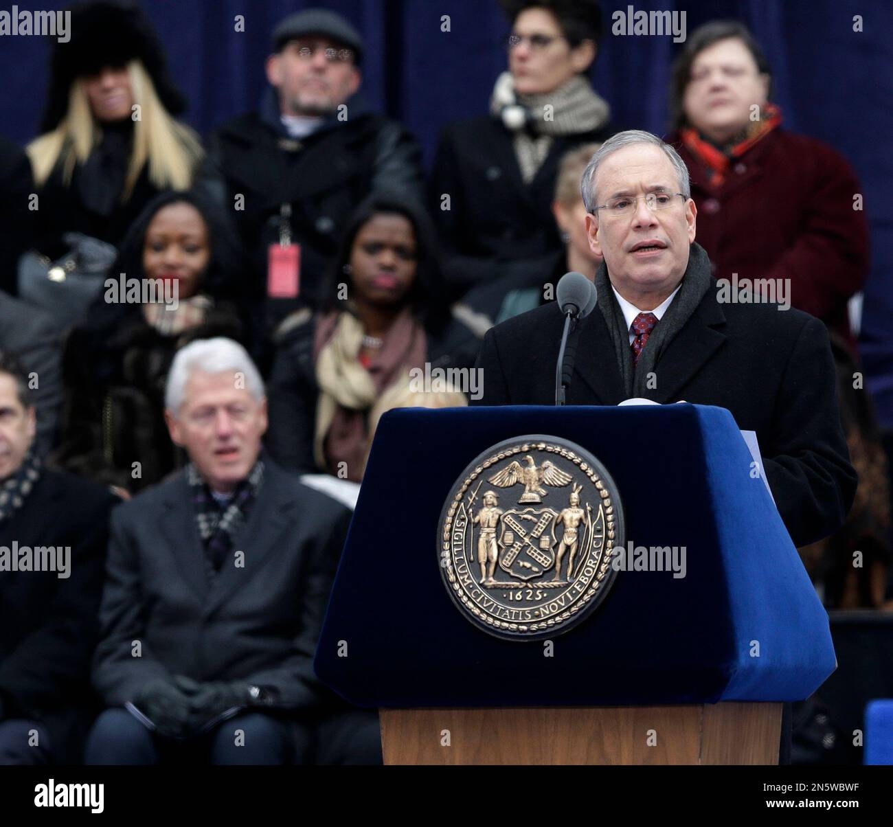 New York City Comptroller Scott Stringer speaks after taking the oath ...