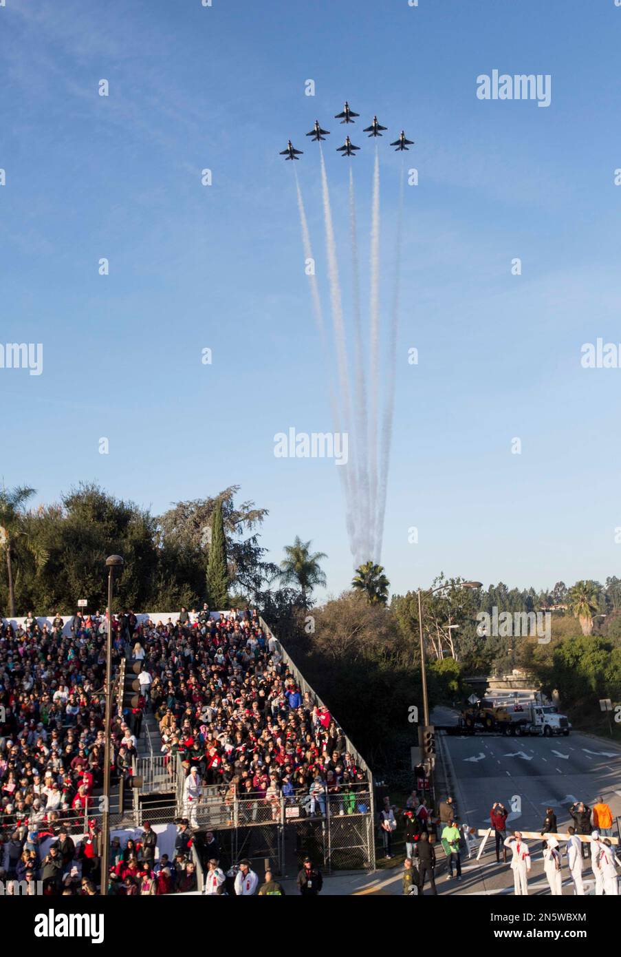 The United States Air Force Thunderbirds perform a flyover before the ...