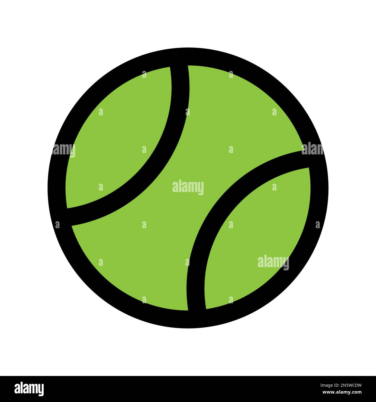 Tennis ball icon line isolated on white background. Black flat thin ...