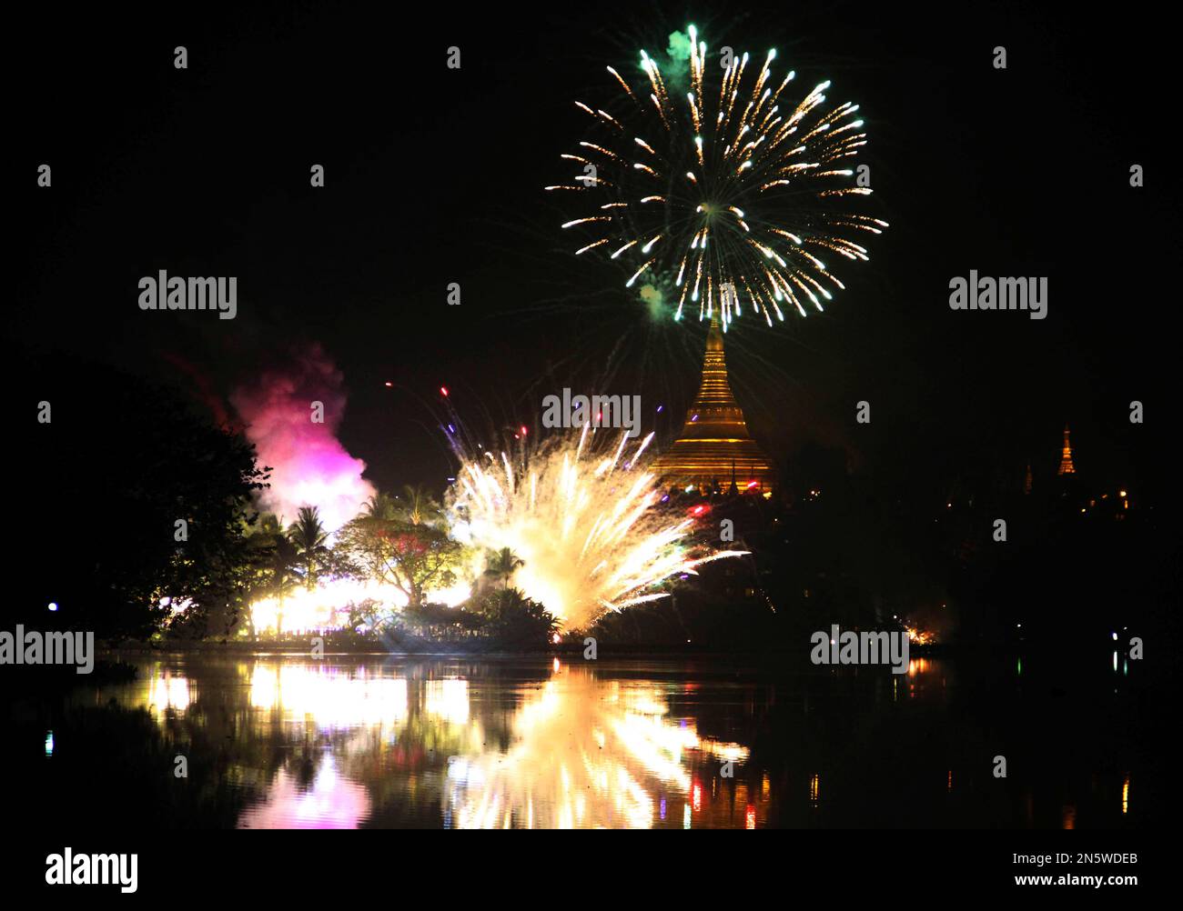 Fireworks explode to celebrate the arrival of the New Year at National ...