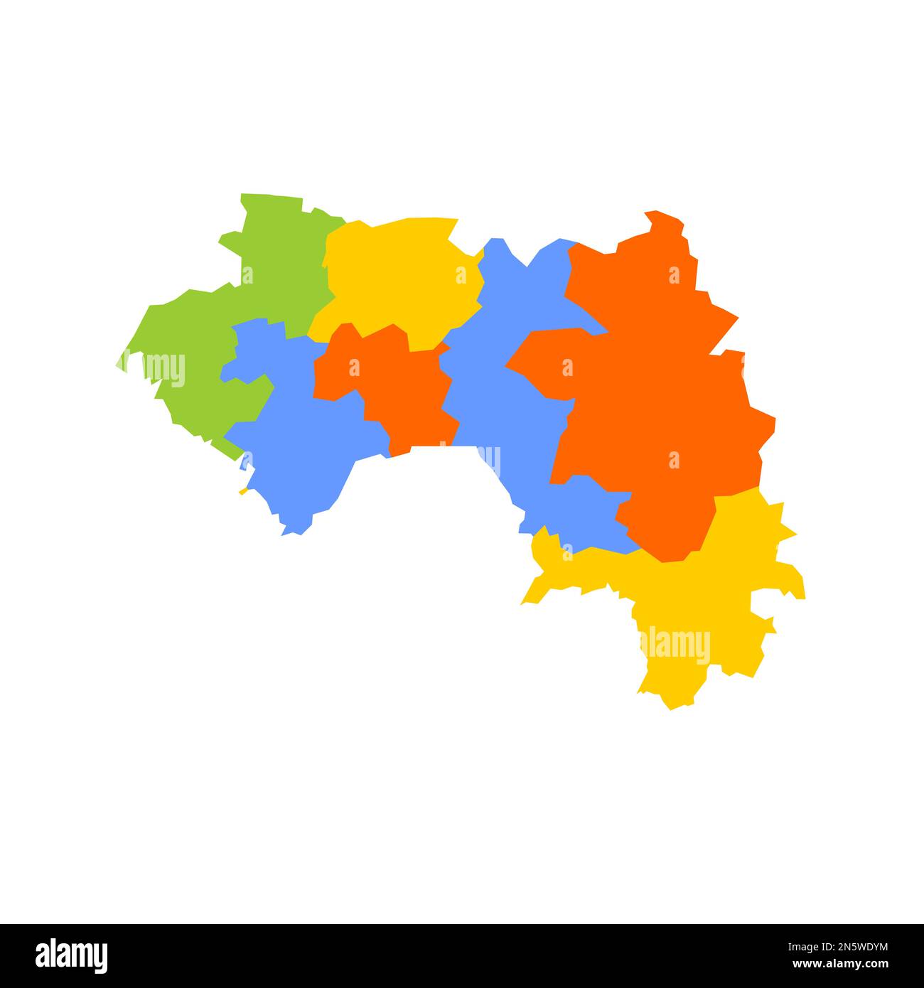 Guinea political map of administrative divisions - regions. Blank ...