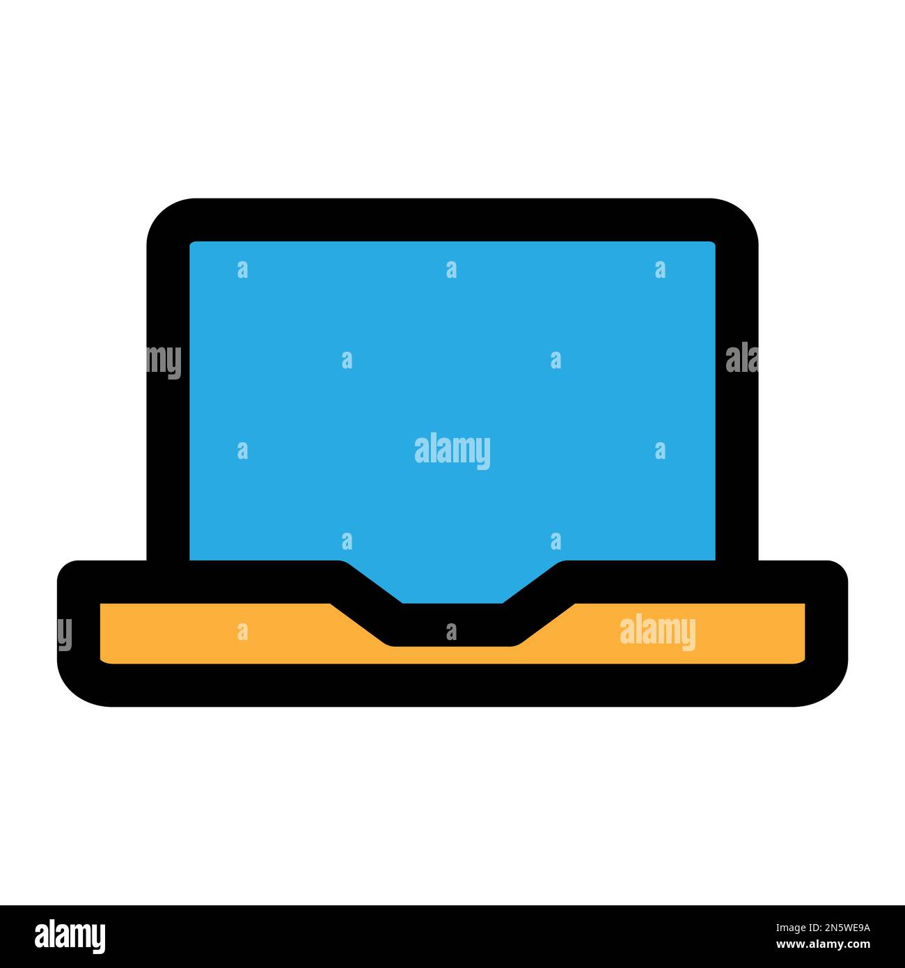 Laptop icon line isolated on white background. Black flat thin icon on ...