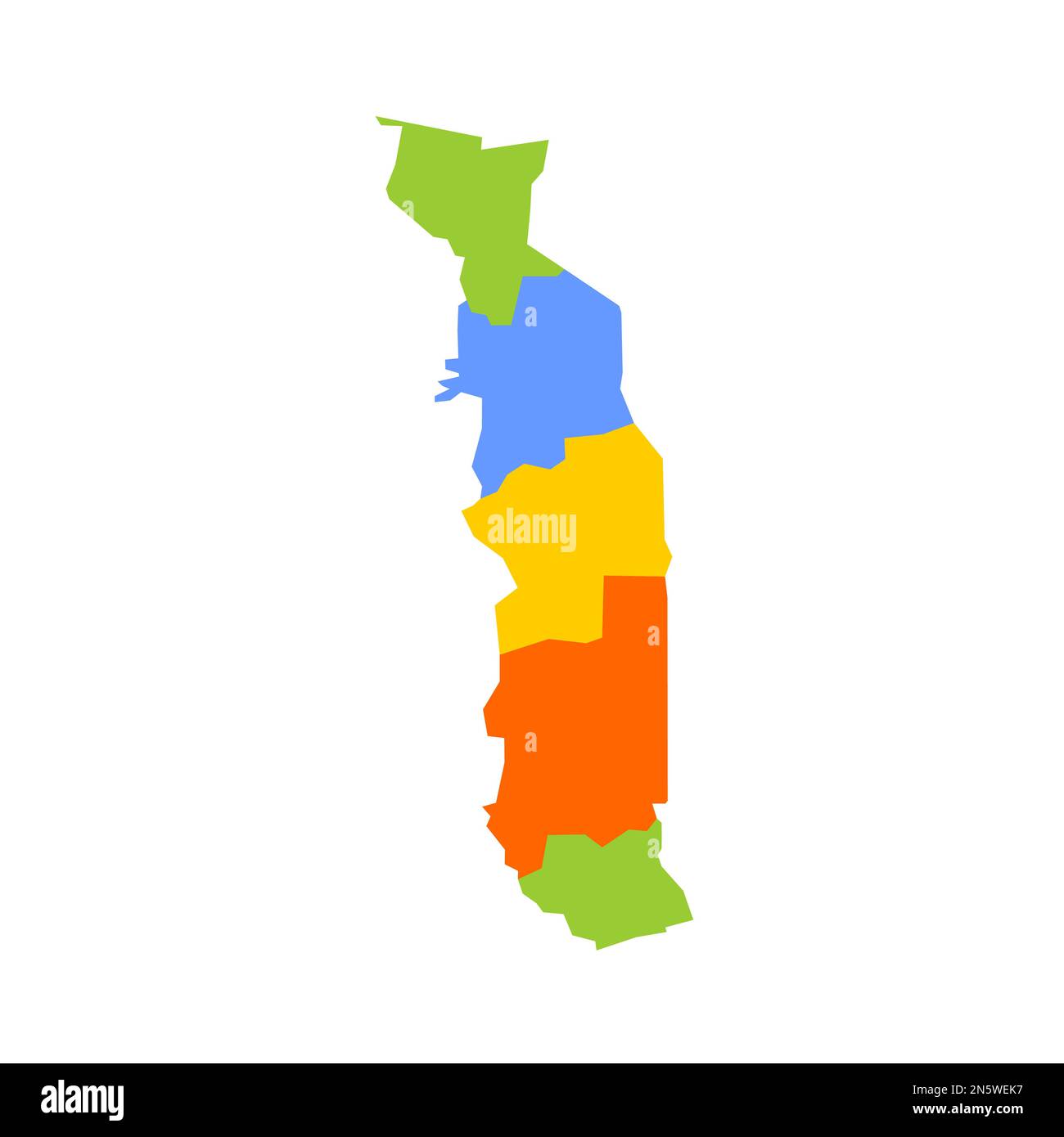Togo political map of administrative divisions - regions. Blank ...