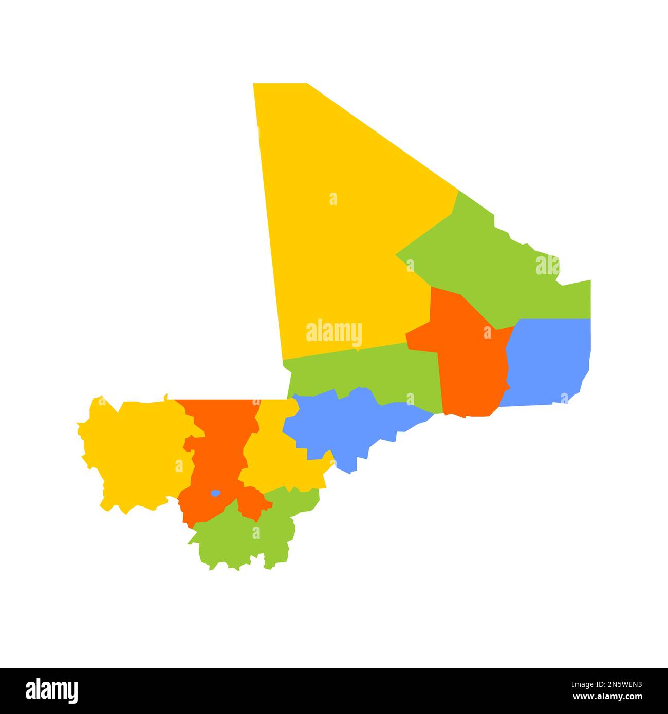 Mali political map of administrative divisions - regions and capital ...