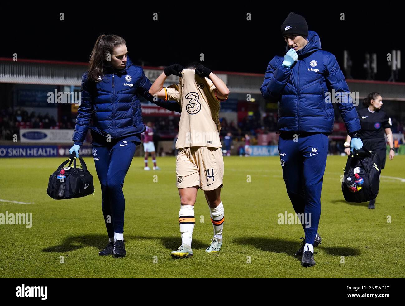 Chelsea's Fran Kirby leaves the field after picking up an injury during ...