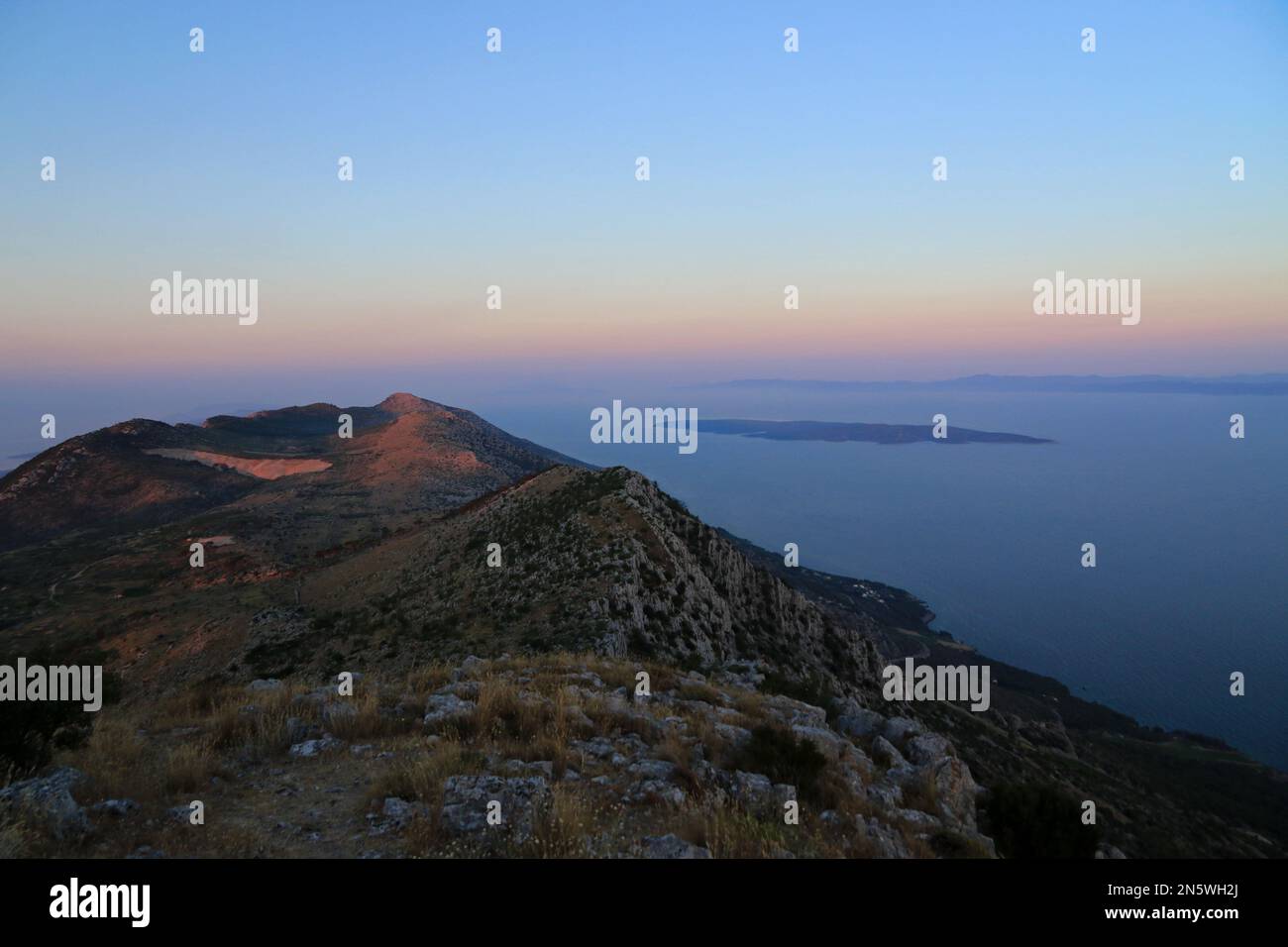 Landscape of Paklinski islands, view from St. Nikola peak, highest peak ...