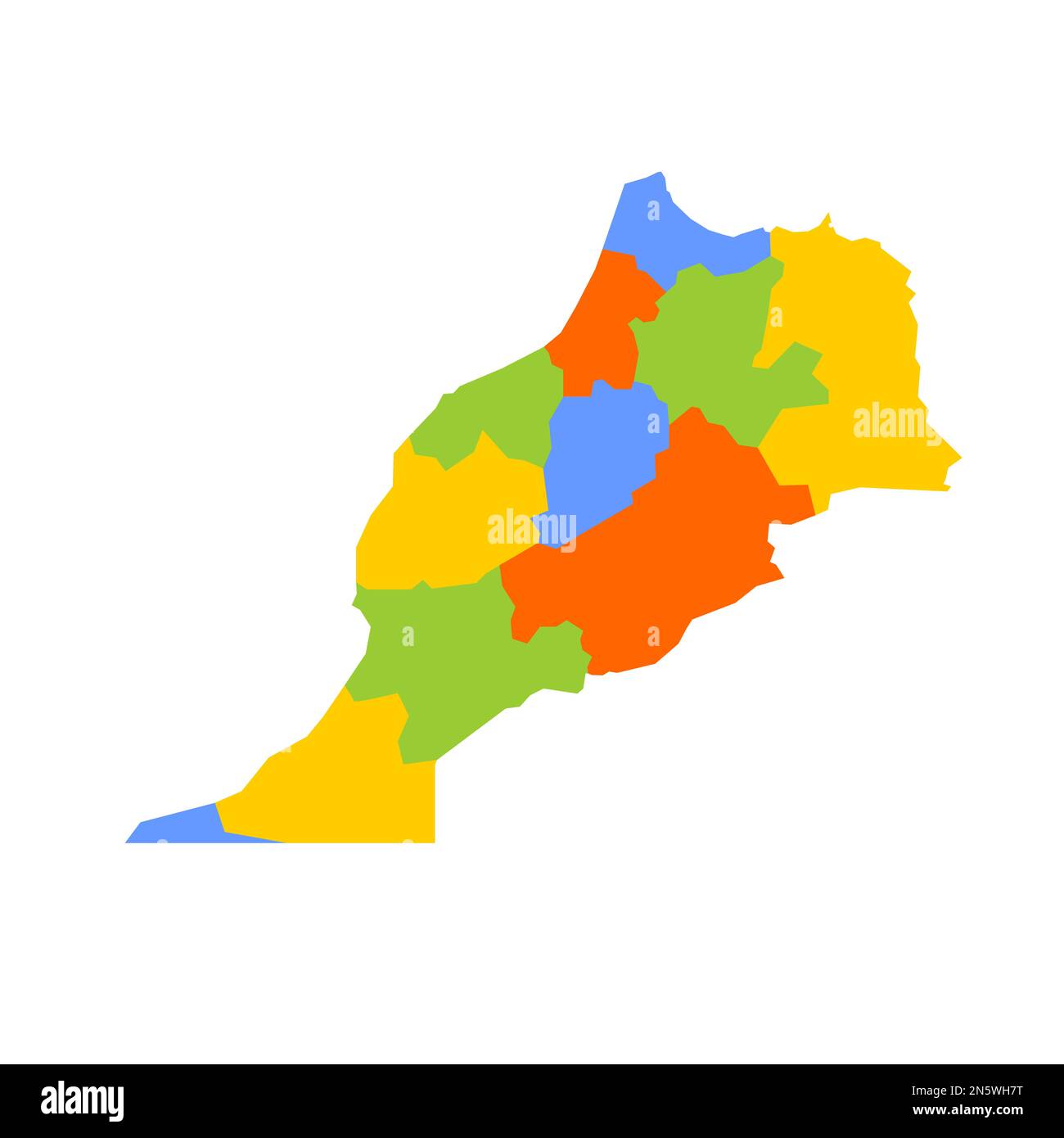 Morocco political map of administrative divisions - regions. Blank colorful vector map Stock ...