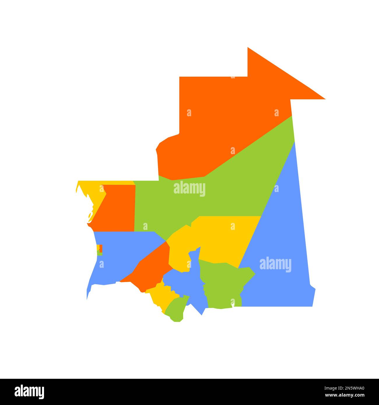 Mauritania political map of administrative divisions - regions and ...