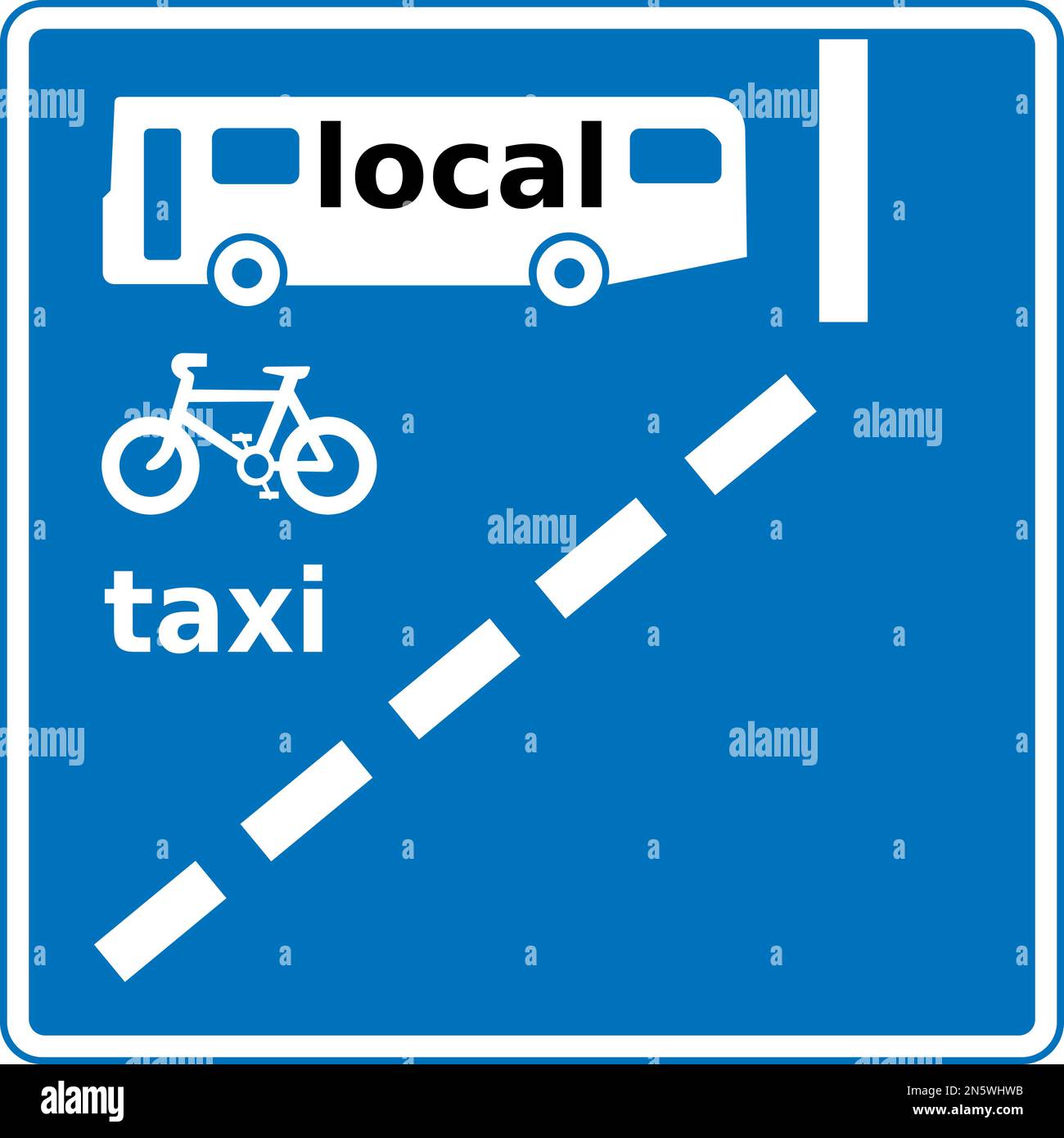 Vector graphic of a uk bus lane road sign. It consists of a white bus ...