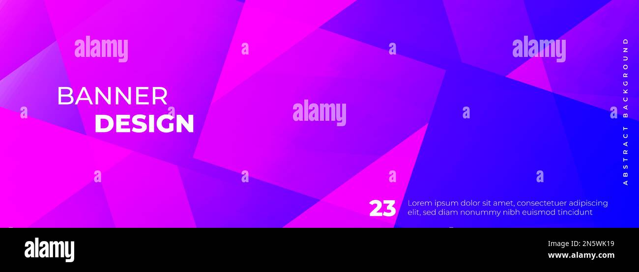 Pink and blue modern abstract wide banner with geometric shapes. Blue ...