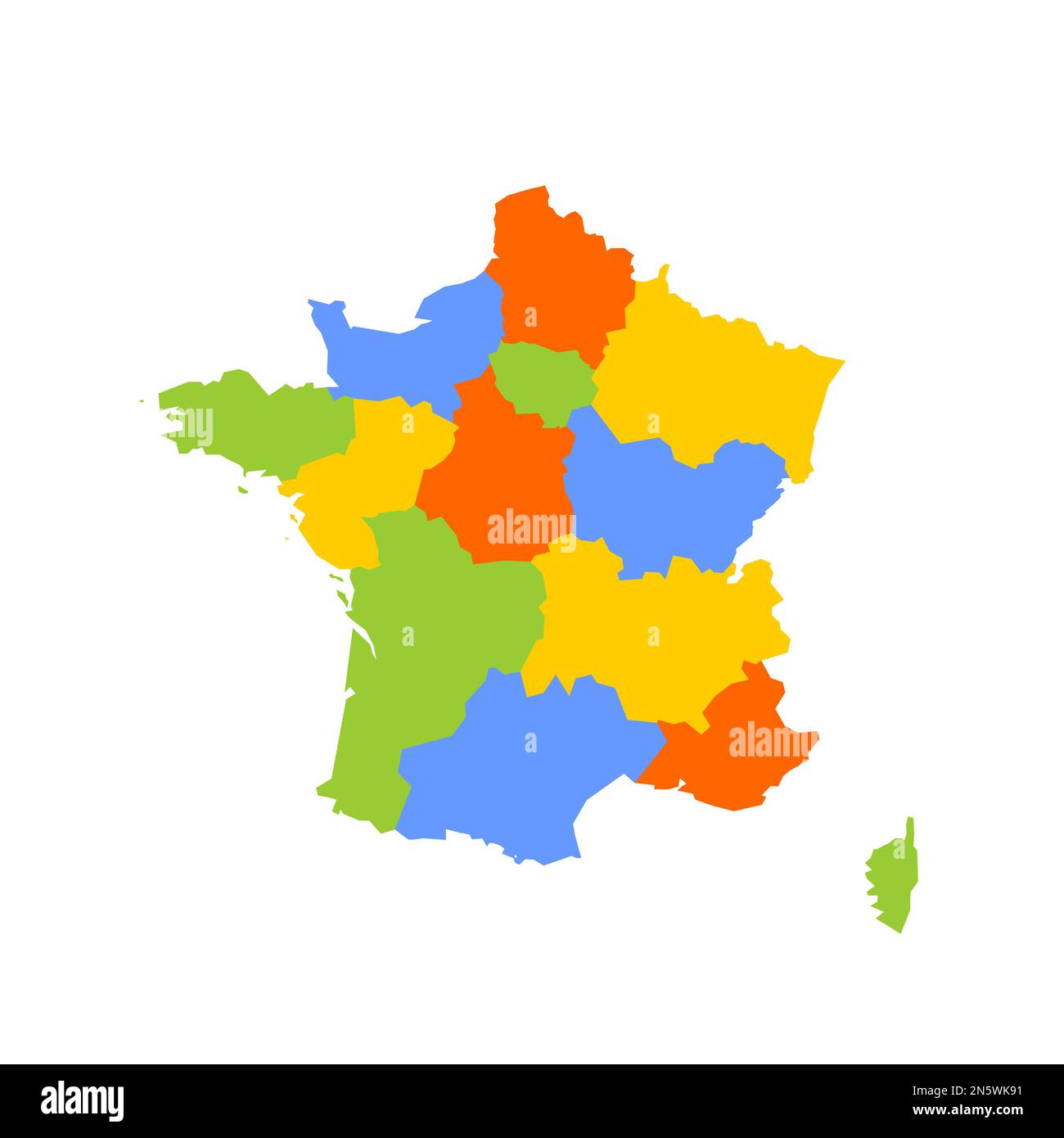 France political map of administrative divisions - regions. Blank ...
