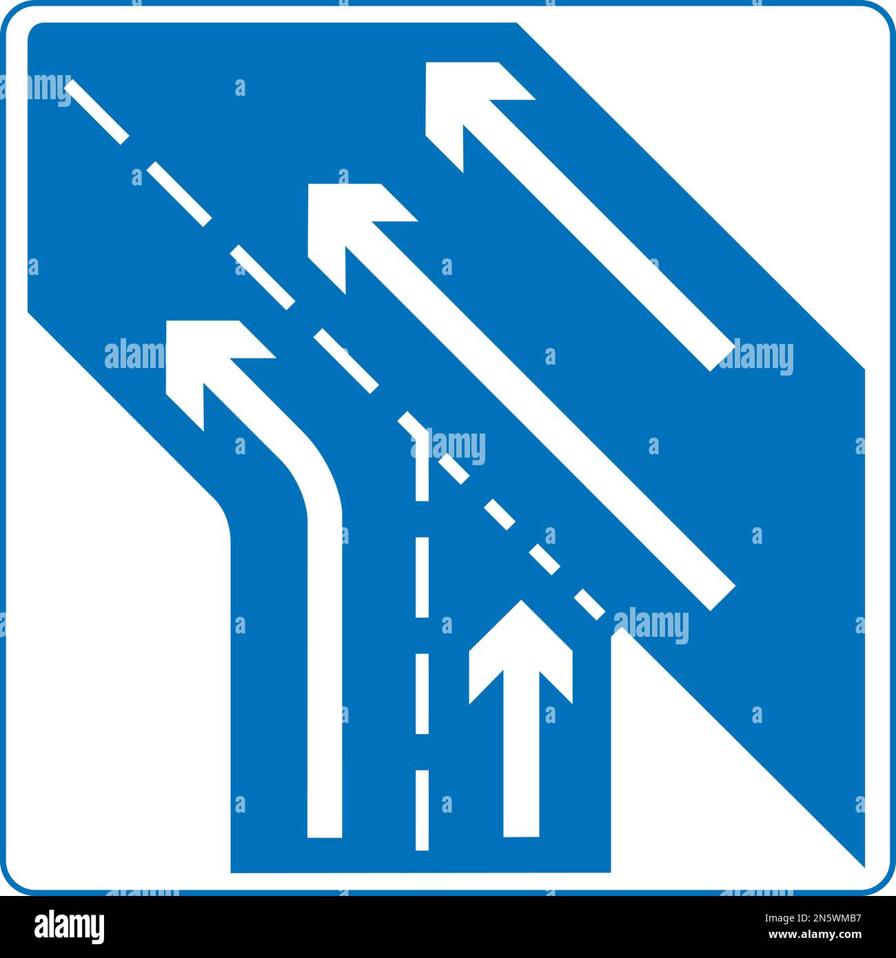 Vector graphic of a uk give way to traffic on the motorway road sign. It consists of a schematic ...