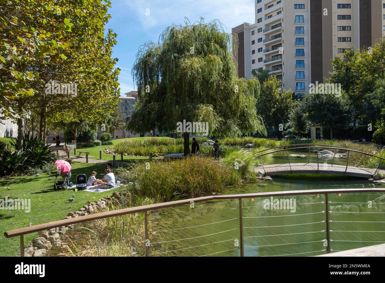 The landscaped Commonwealth Park at Gibraltar. Located within the old ...