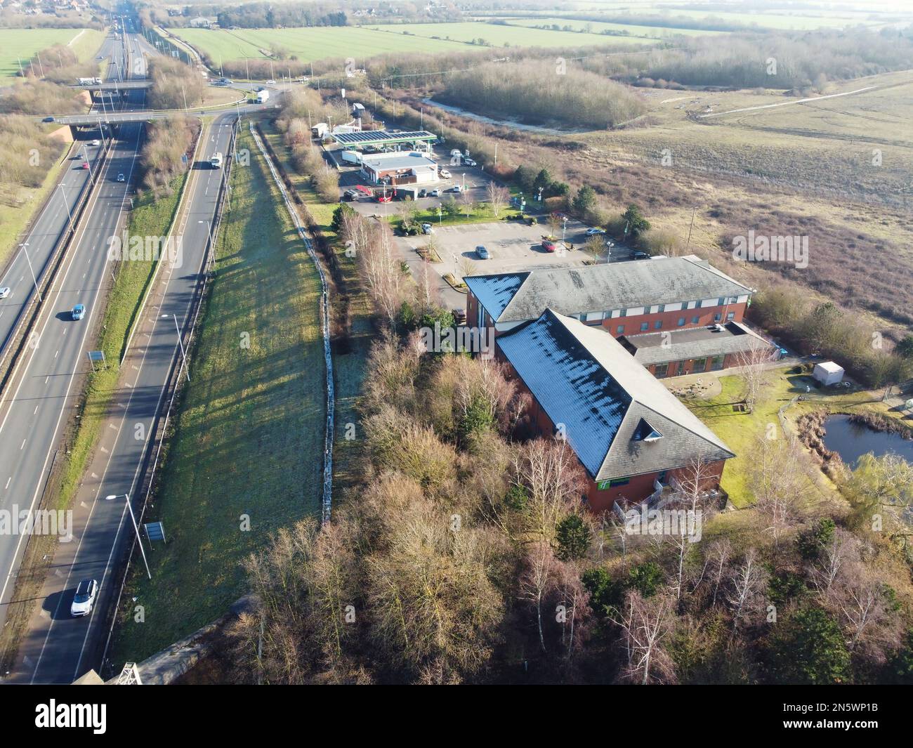 High Angle View Of Business Retail Park At Kempston Village Of Bedford