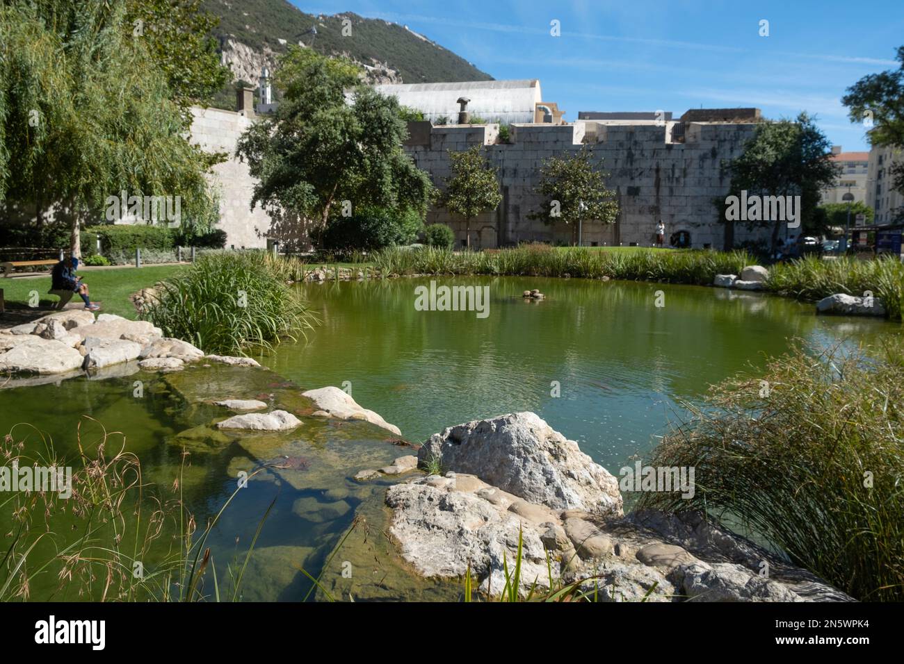 The landscaped Commonwealth Park at Gibraltar. Located within the old ...