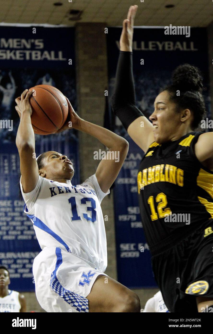 Kentucky's Bria Goss (13) shoots under pressure from Grambling State's ...