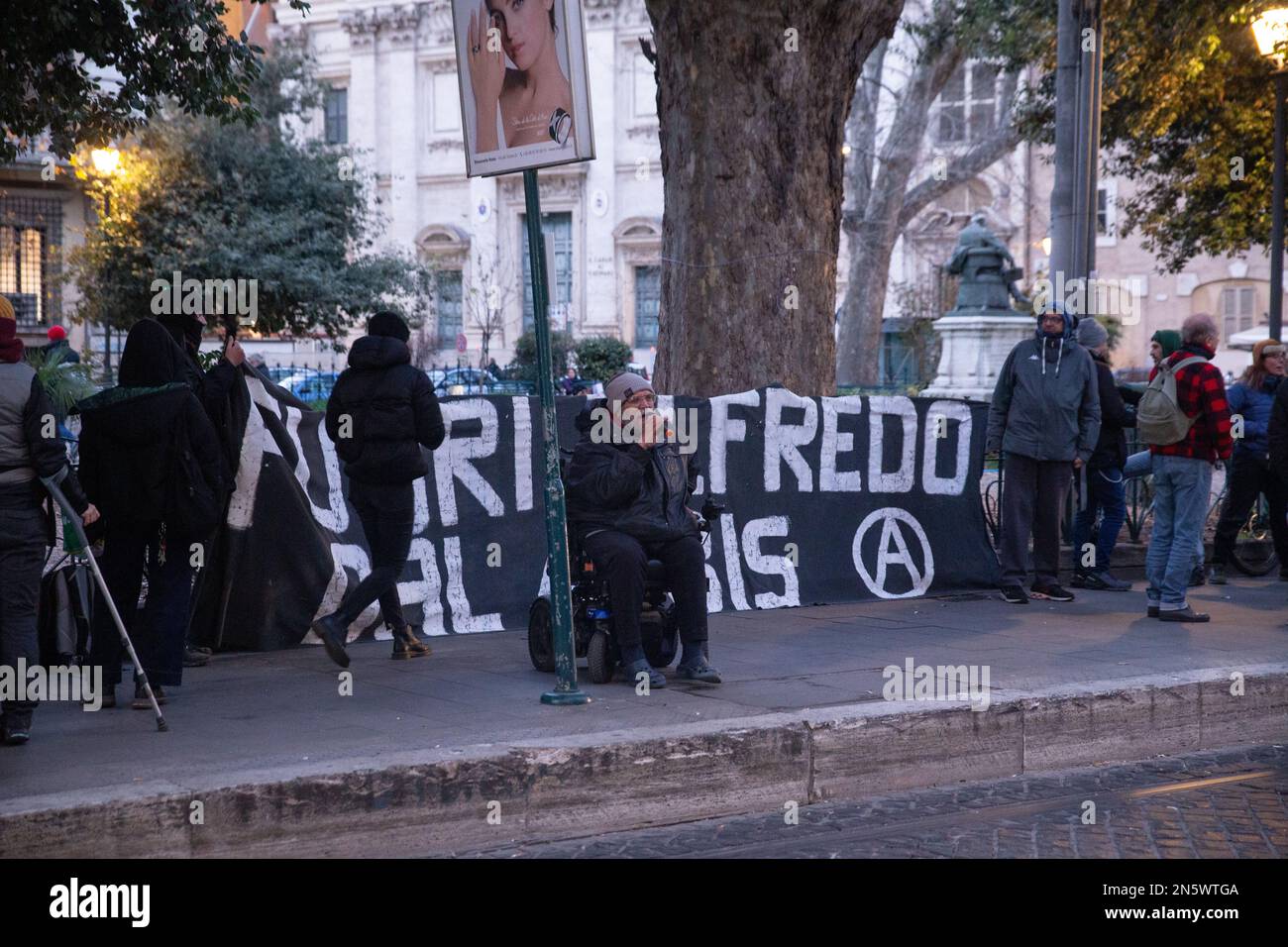Rome, Italy. 09th Feb, 2023. Protest organized by a group of anarchists ...