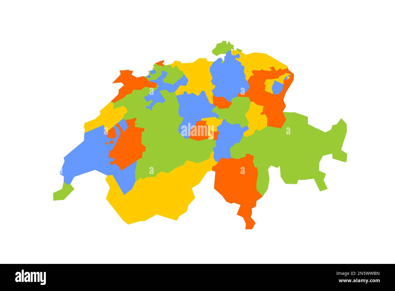 Switzerland political map of administrative divisions - cantons. Blank ...