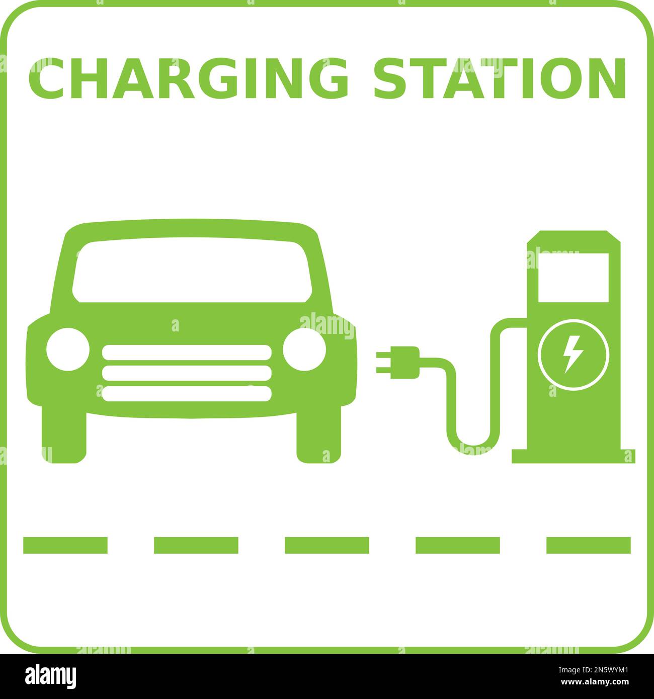 Green and white vector graphic of an electric vehicle charging point ...
