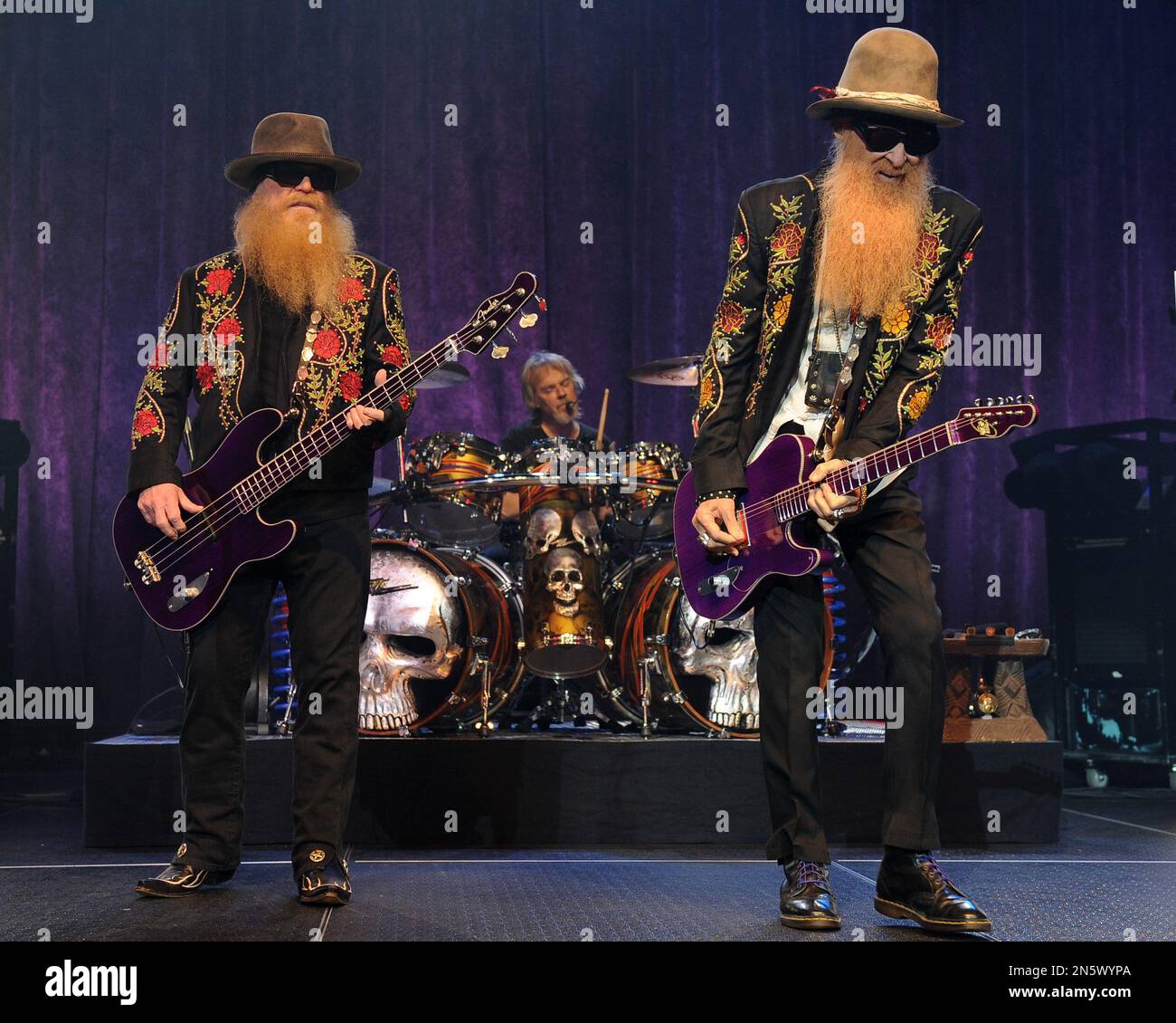 Dusty Hill, Frank Beard and Billy Gibbons of ZZ Top perform at the Hard ...