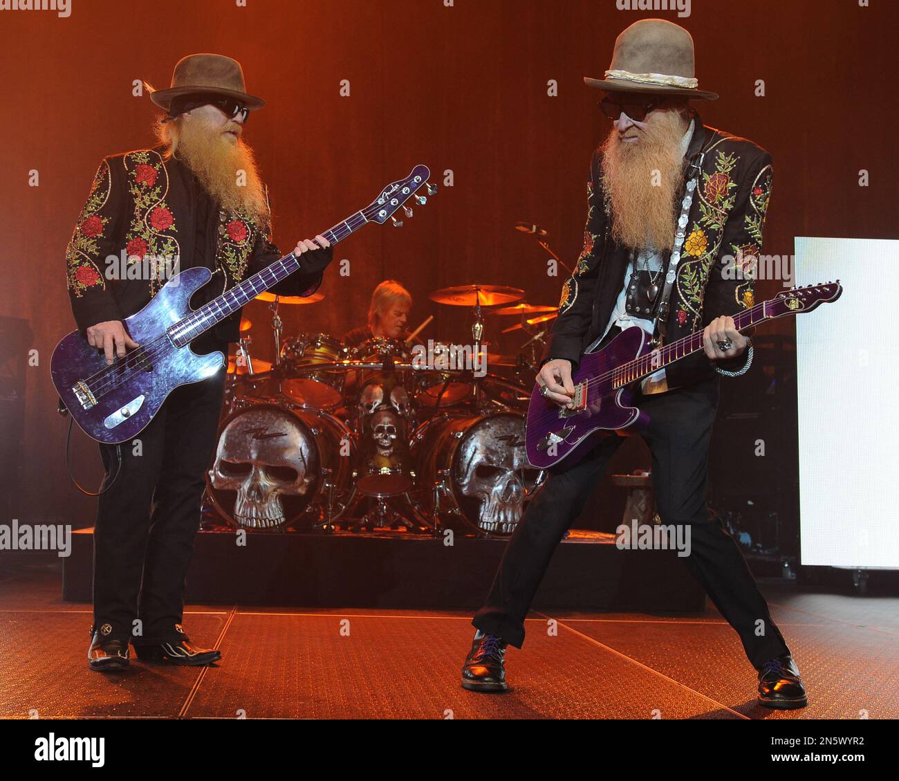 Dusty Hill, Frank Beard and Billy Gibbons of ZZ Top perform at the Hard ...