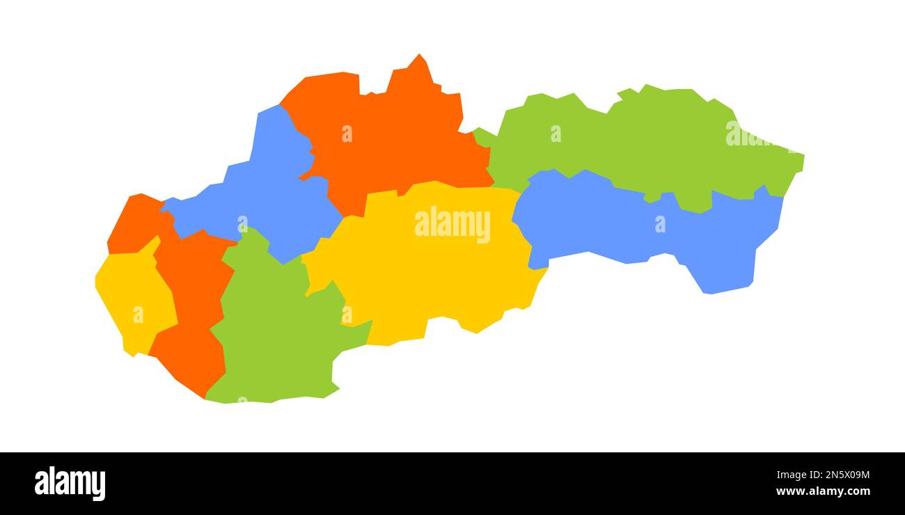 Slovakia political map of administrative divisions - regions. Blank colorful vector map Stock ...