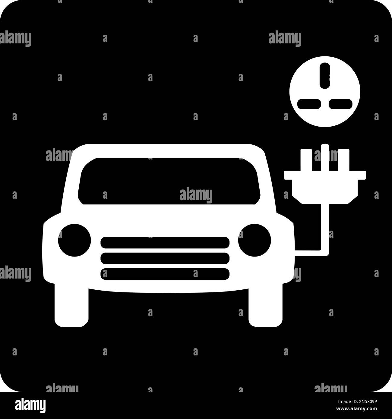 Black and white vector graphic of an electric vehicle charging point ...